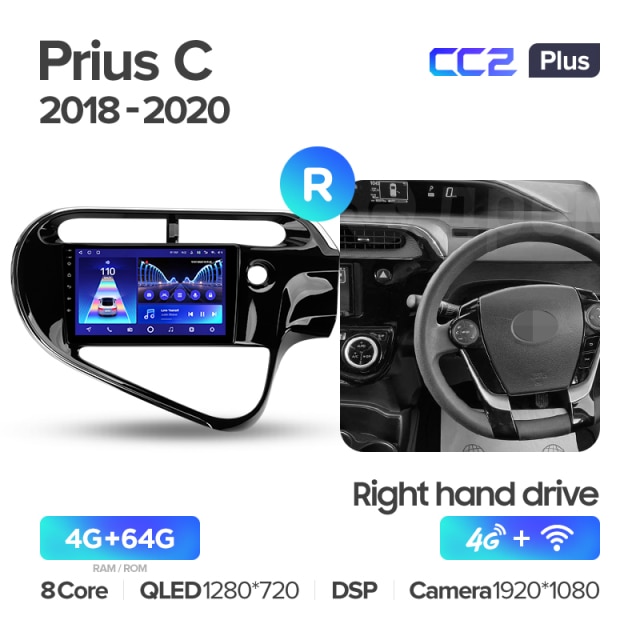 Магнитола Teyes CC2 Plus 4-64 Toyota Prius C (правый руль) 2018-2020 9. ...
