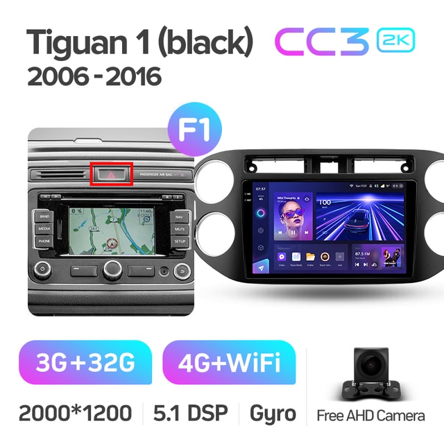 Магнитола Teyes CC3 2K 3-32 Volkswagen Tiguan 1 NF 2006 — 2016 9.0" (A ...
